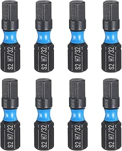 HARFINGTON 8pcs H7/32 SAE Hex Screwdriver Bit Set, 1/4" Hex Shank, 25mm ...