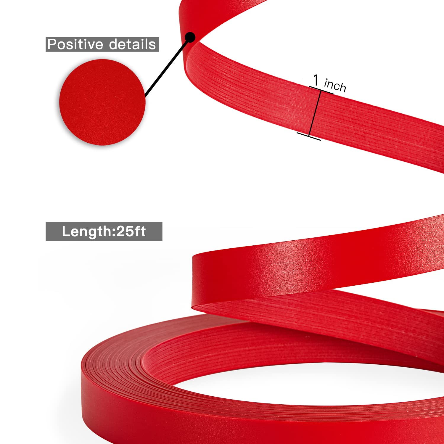 Snapklik.com : PVC Edge Banding, 1" X 25ft Non Glued Chrome Red Edge ...