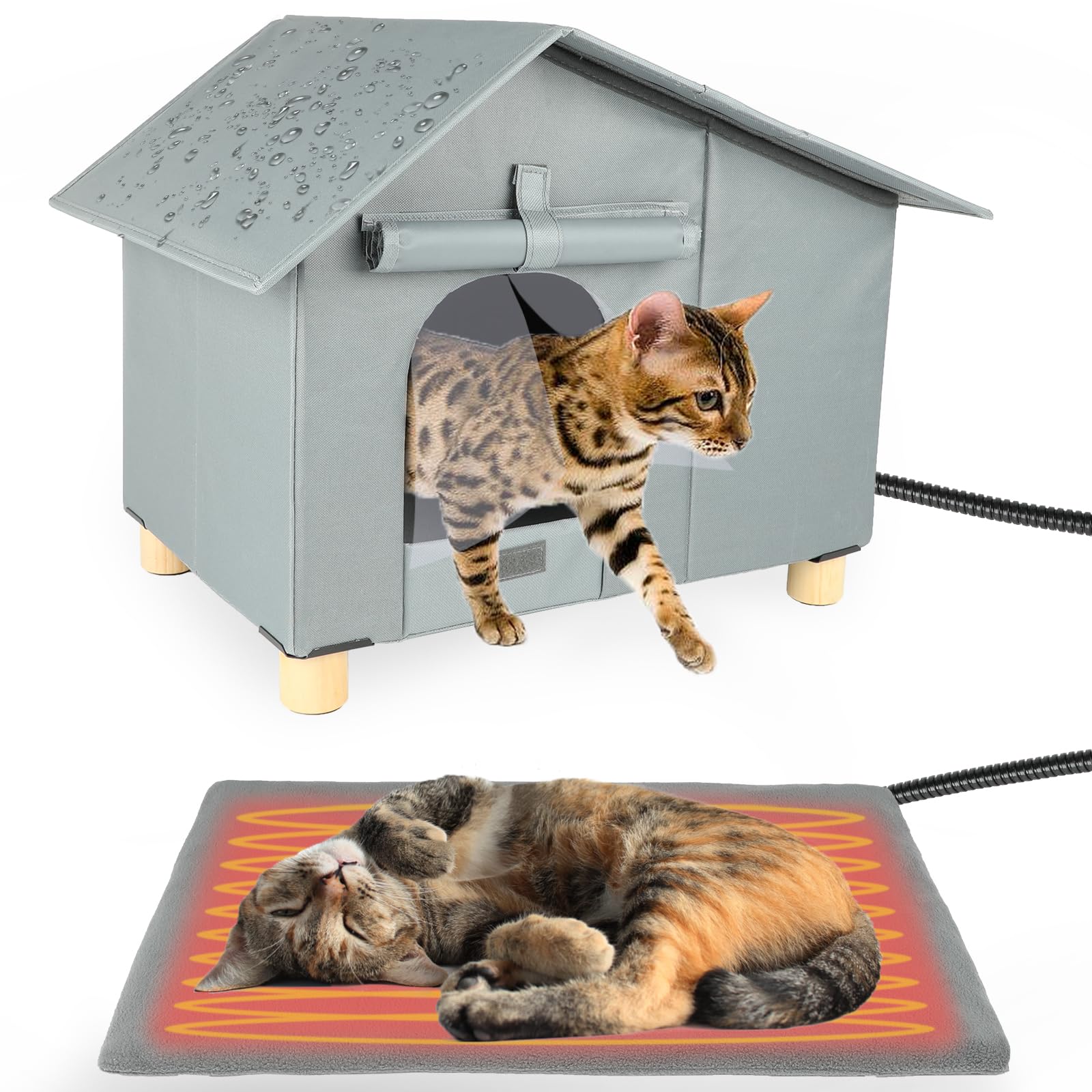 Snapklik.com : YUEPET Insulated Heated Outdoor Cat House Waterproof Cat ...