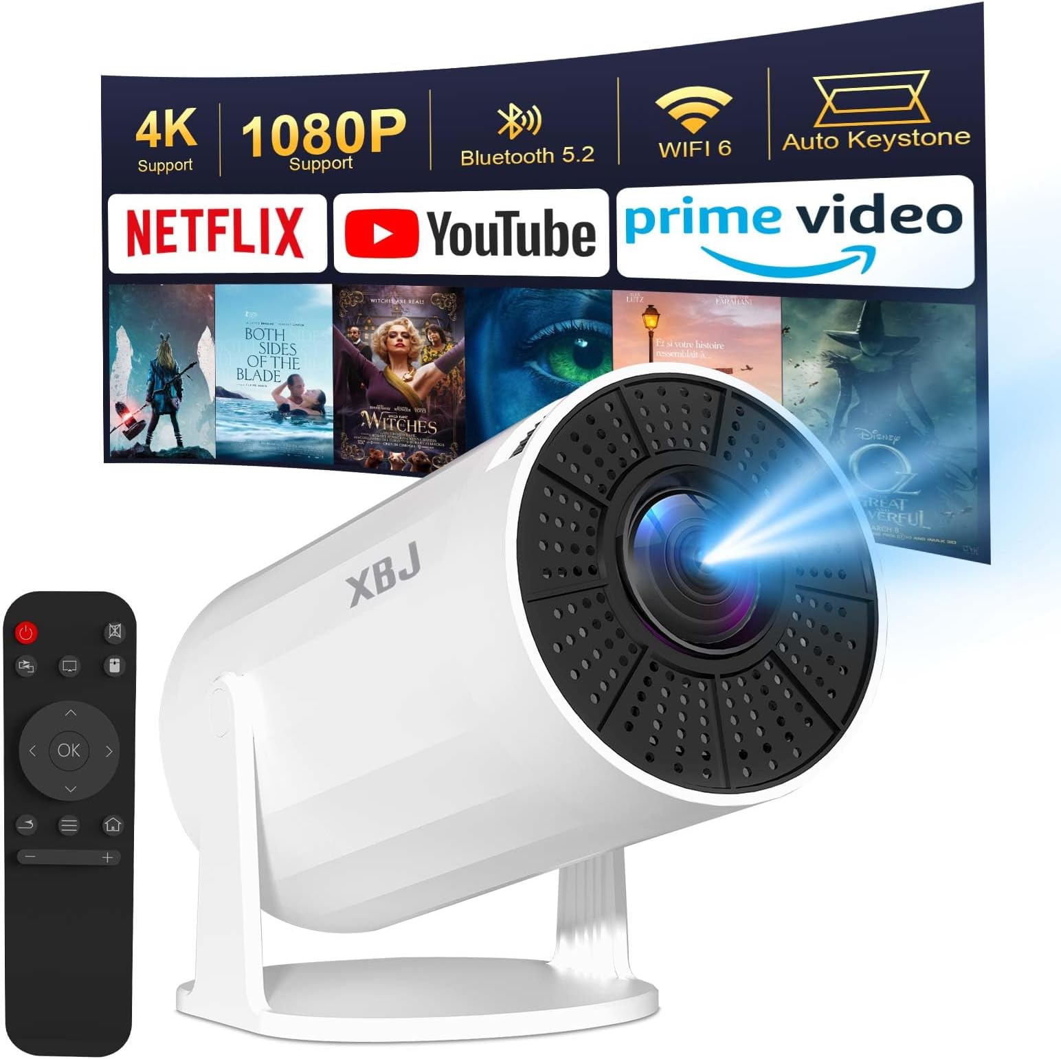 Amazon.com: XBJ Portable Projector with Wifi and Bluetooth, Upgraded ...