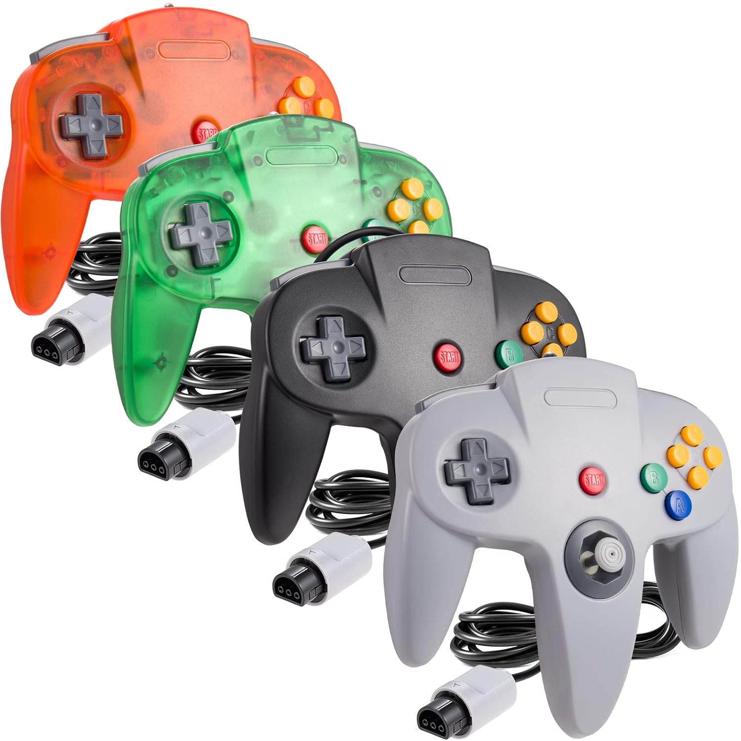 iNNEXT 4 Pack 64 Controller, Wired Gamepad Joystick [3D Analog Stick ...