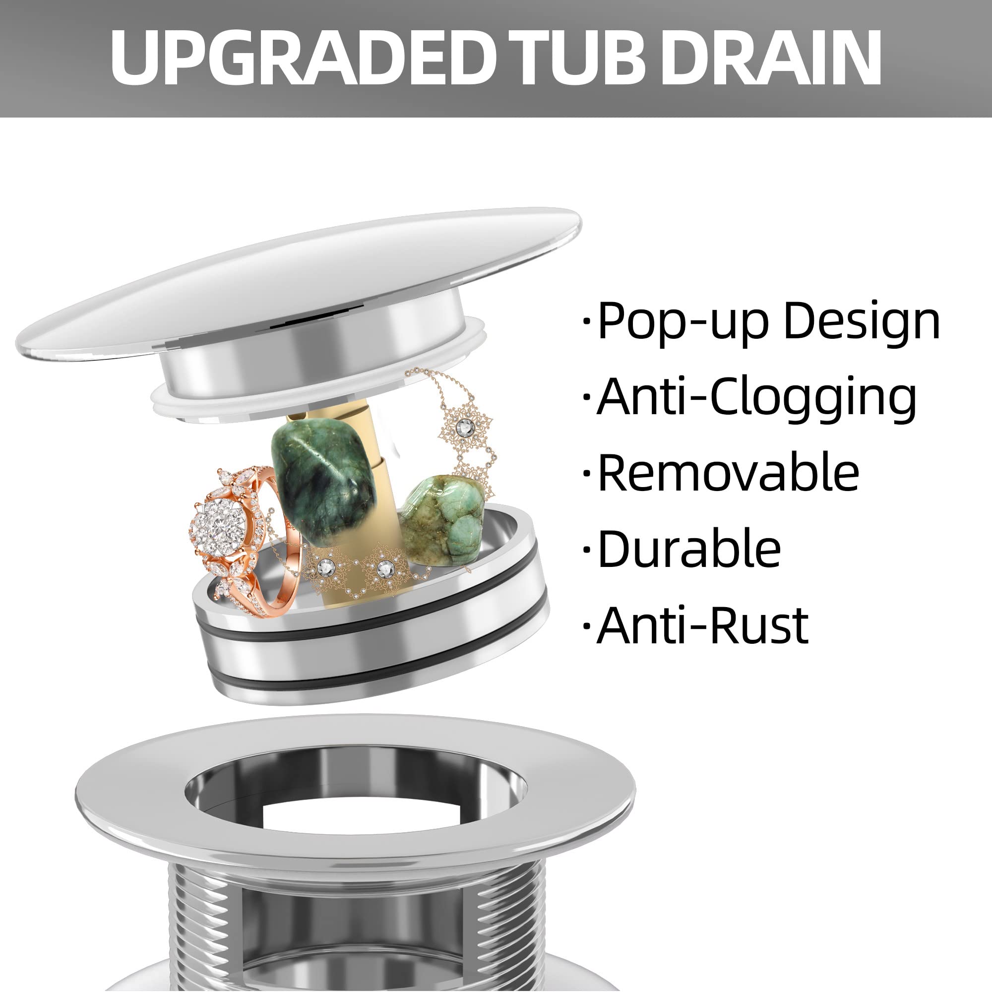 Freestanding Bathtub Drain with Removable Pop-up Free Standing Bath Tub ...