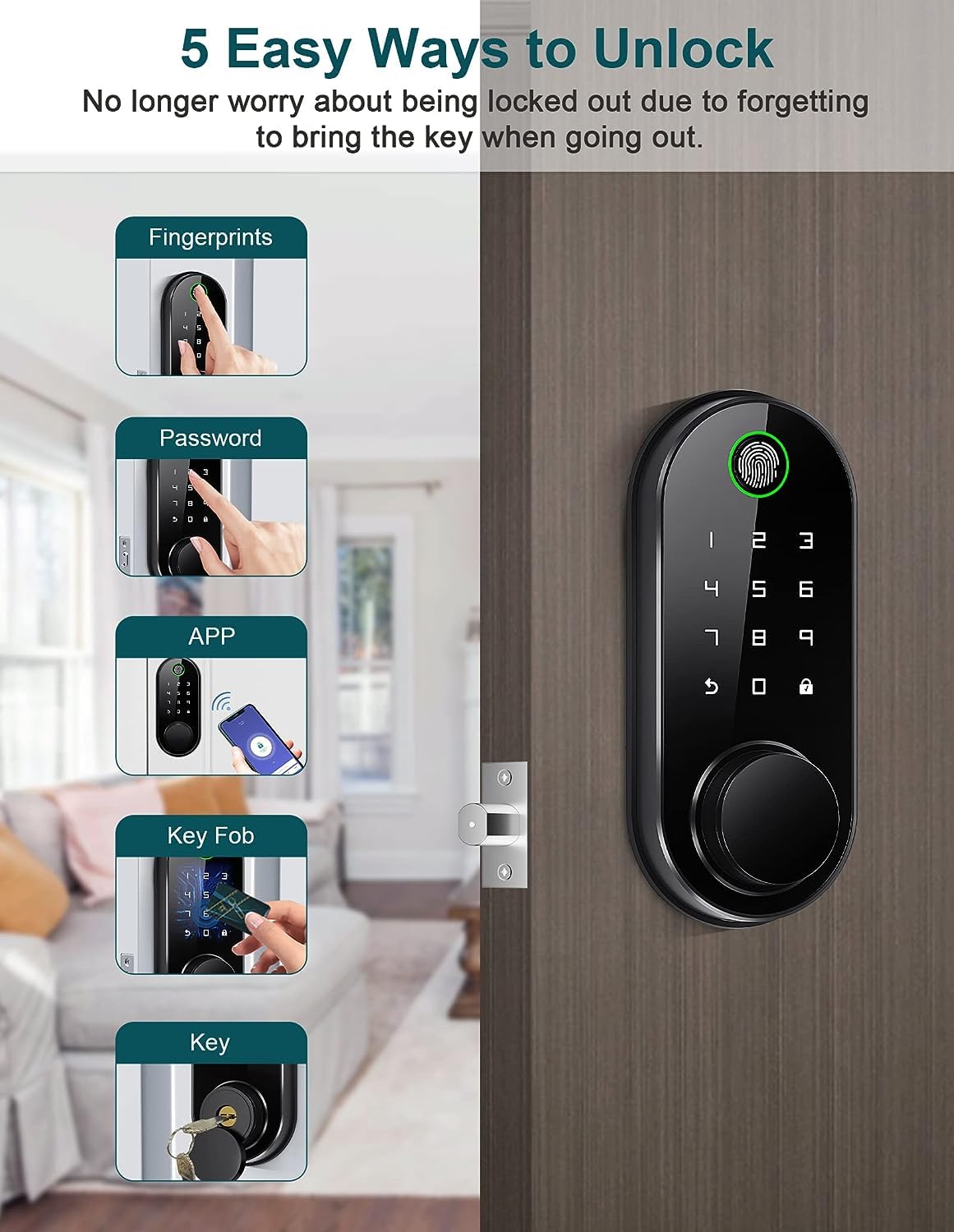 Smart Door Lock, Keyless Entry Door Lock Deadbolt, SDOER Fingerprint ...