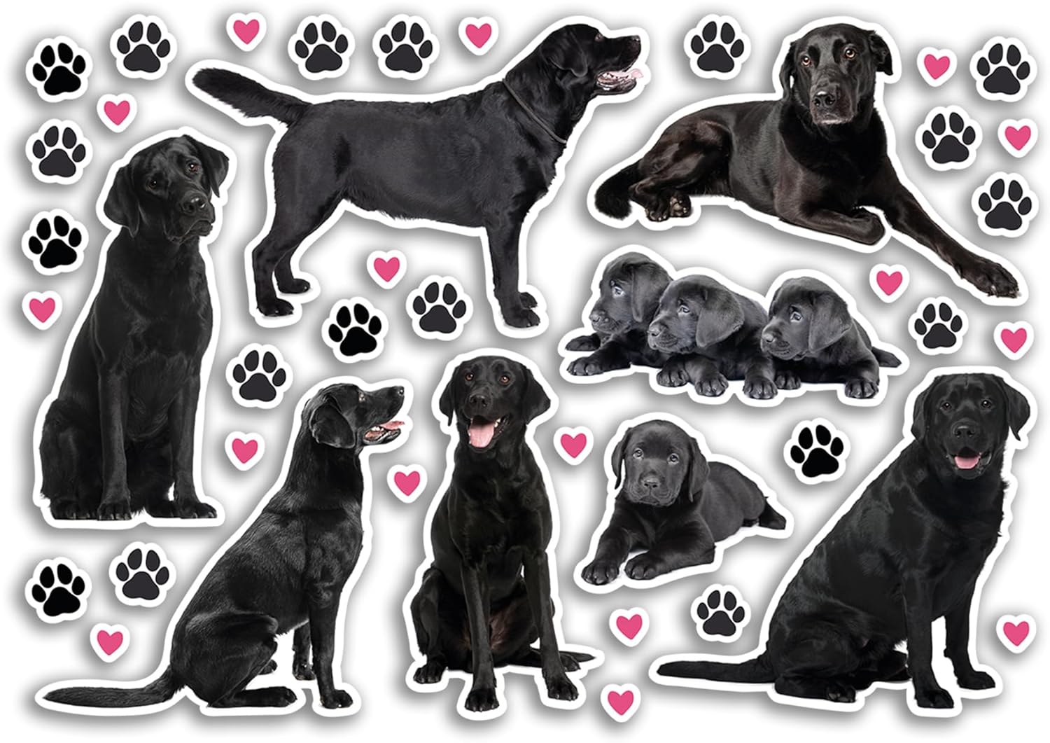 A5 Sticker Sheet Black Labrador Vinyl Stickers - Dogs Puppy Animals ...