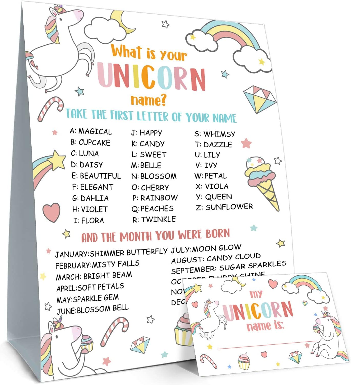 Amazon.com: What's Your Unicorn Name Game, Speical Unicorn Birthday ...
