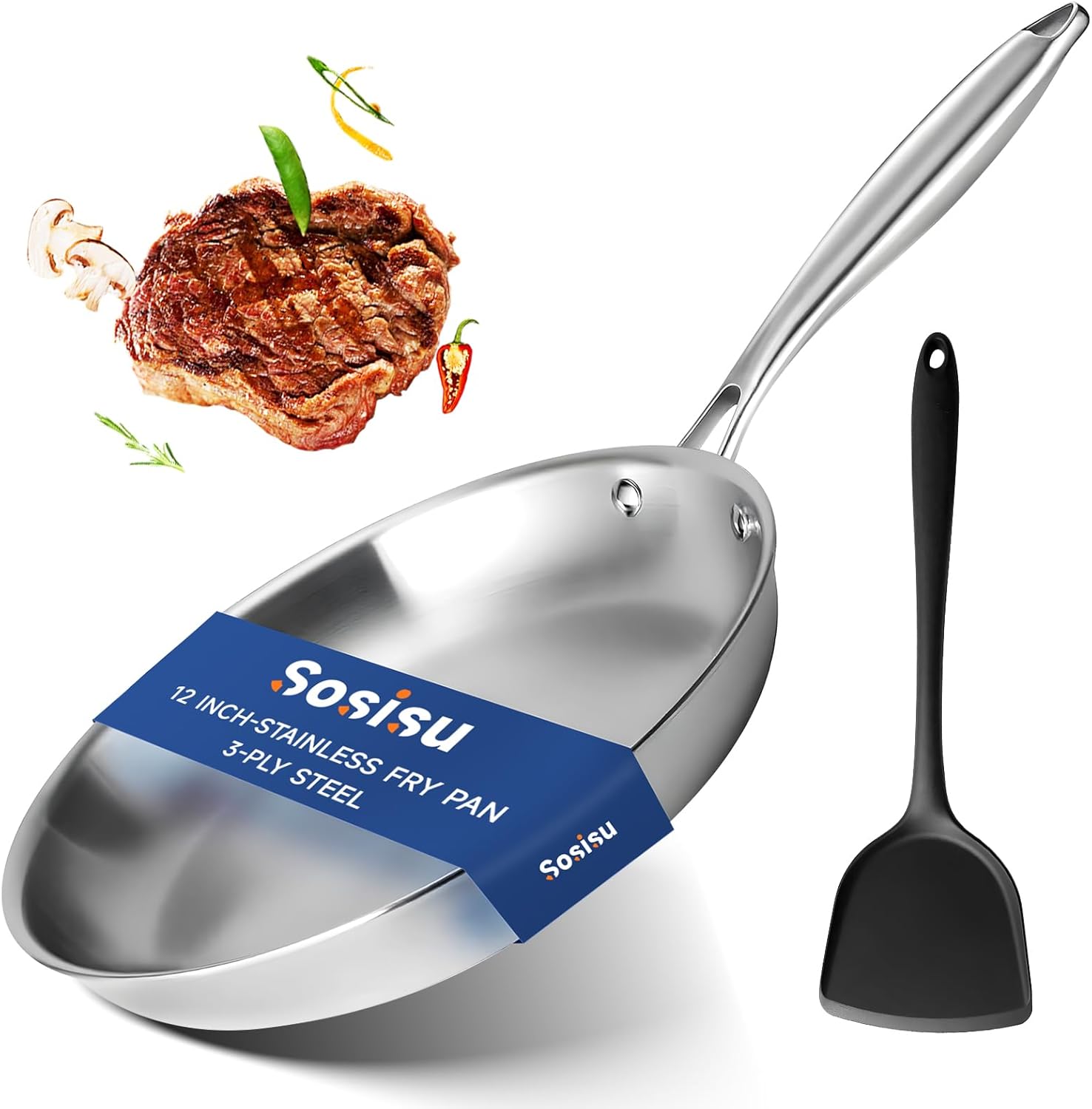 30cm Stainless Steel Frying Pan, Frying Pan for Searing & Sauteing, 5 ...