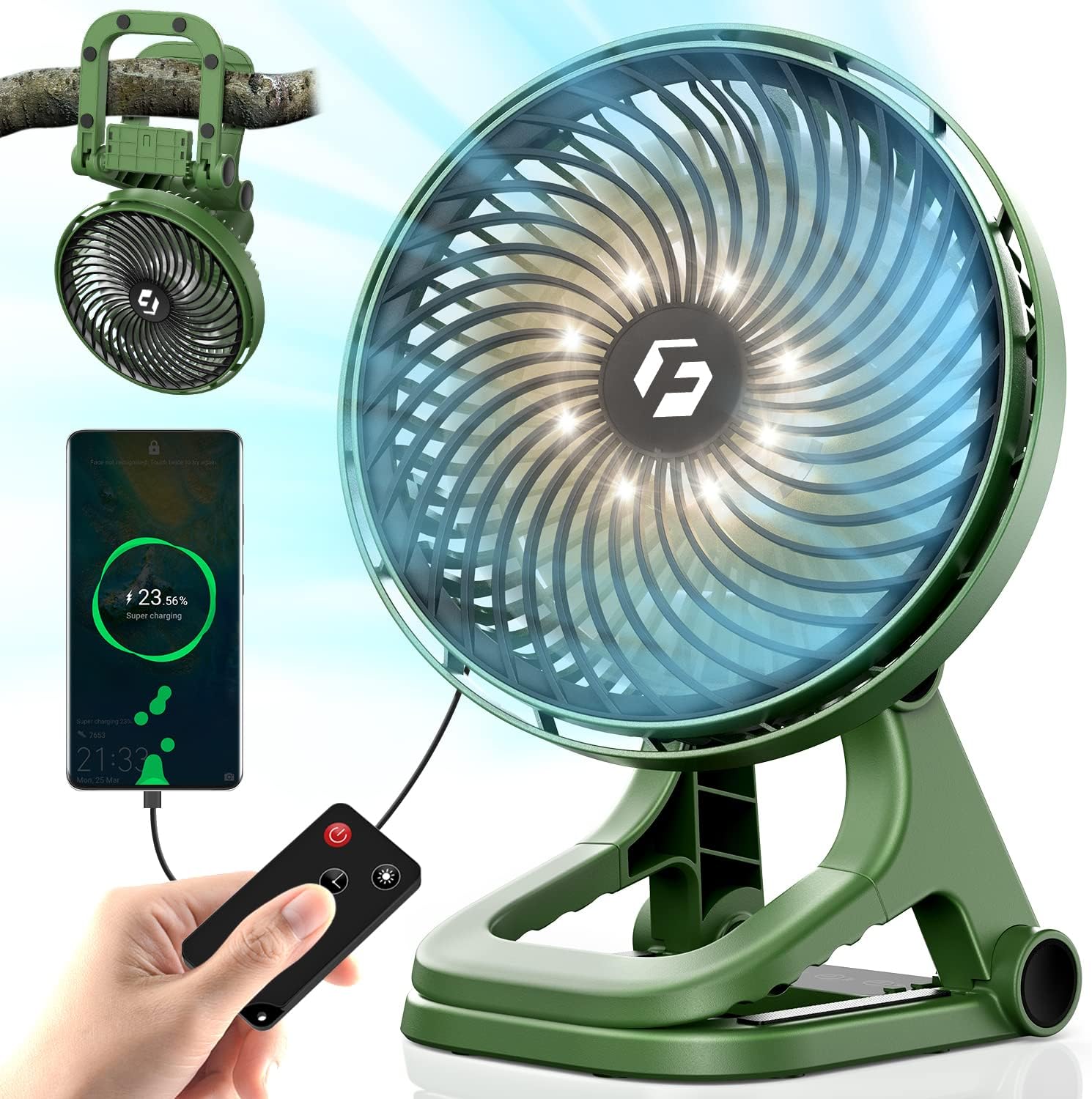 Amazon.com: Portable Camping Fan - 12000mAh 8-inch Clip on Fan with ...