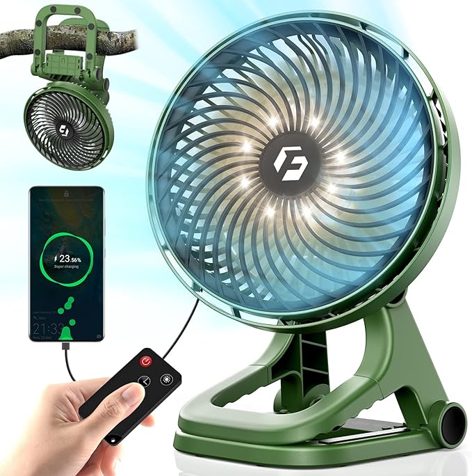 Amazon.com: Portable Camping Fan - 12000mAh 8-inch Clip on Fan with ...