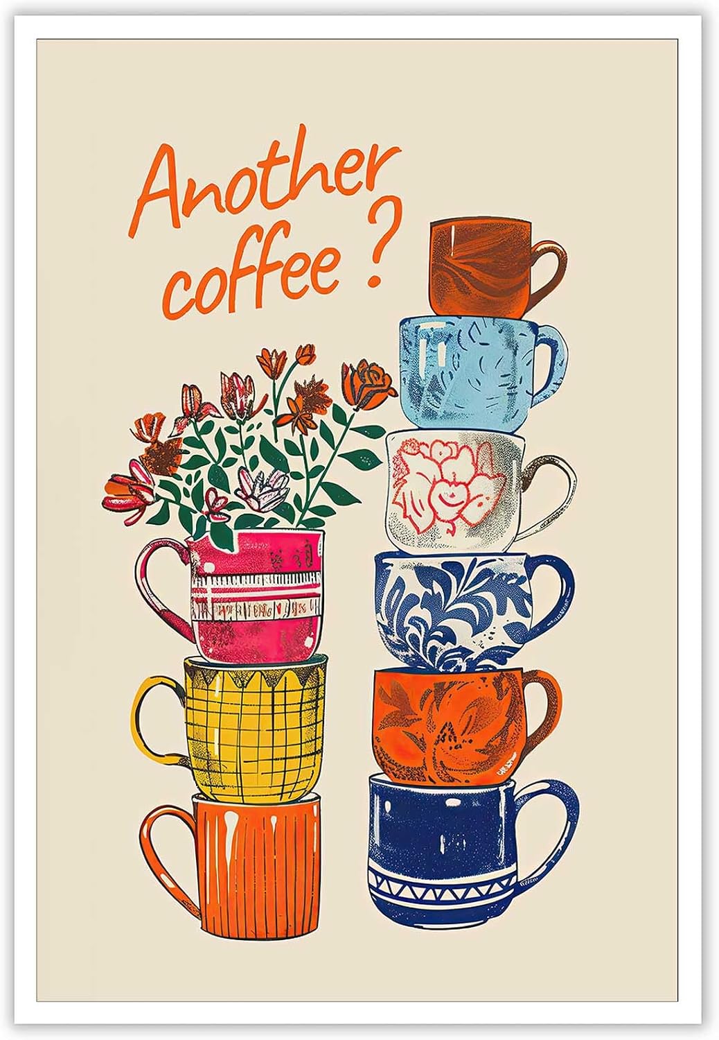 Amazon.com: Trendy Another Coffee Posters Colorful Coffee Cups Canvas ...