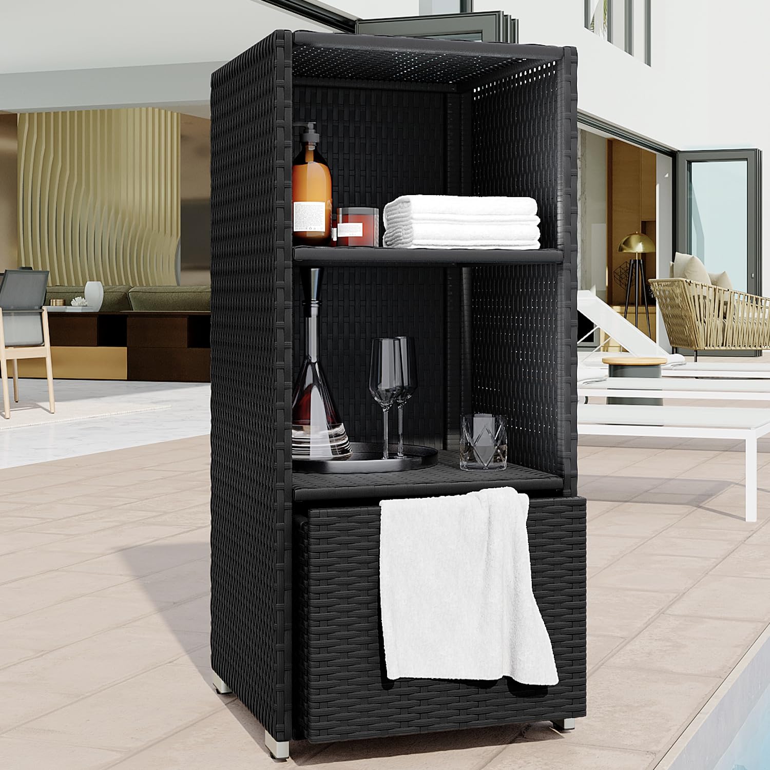 Amazon.com : Aoxun Outdoor Towel Cabinet, Pool Accessory Storage ...