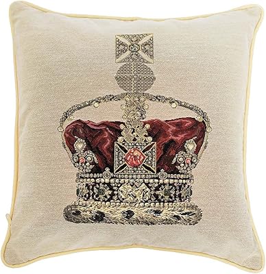 Brillabenny Royal Crown Cushion Cover Velvet Beige Gold Cream Sofa Home ...