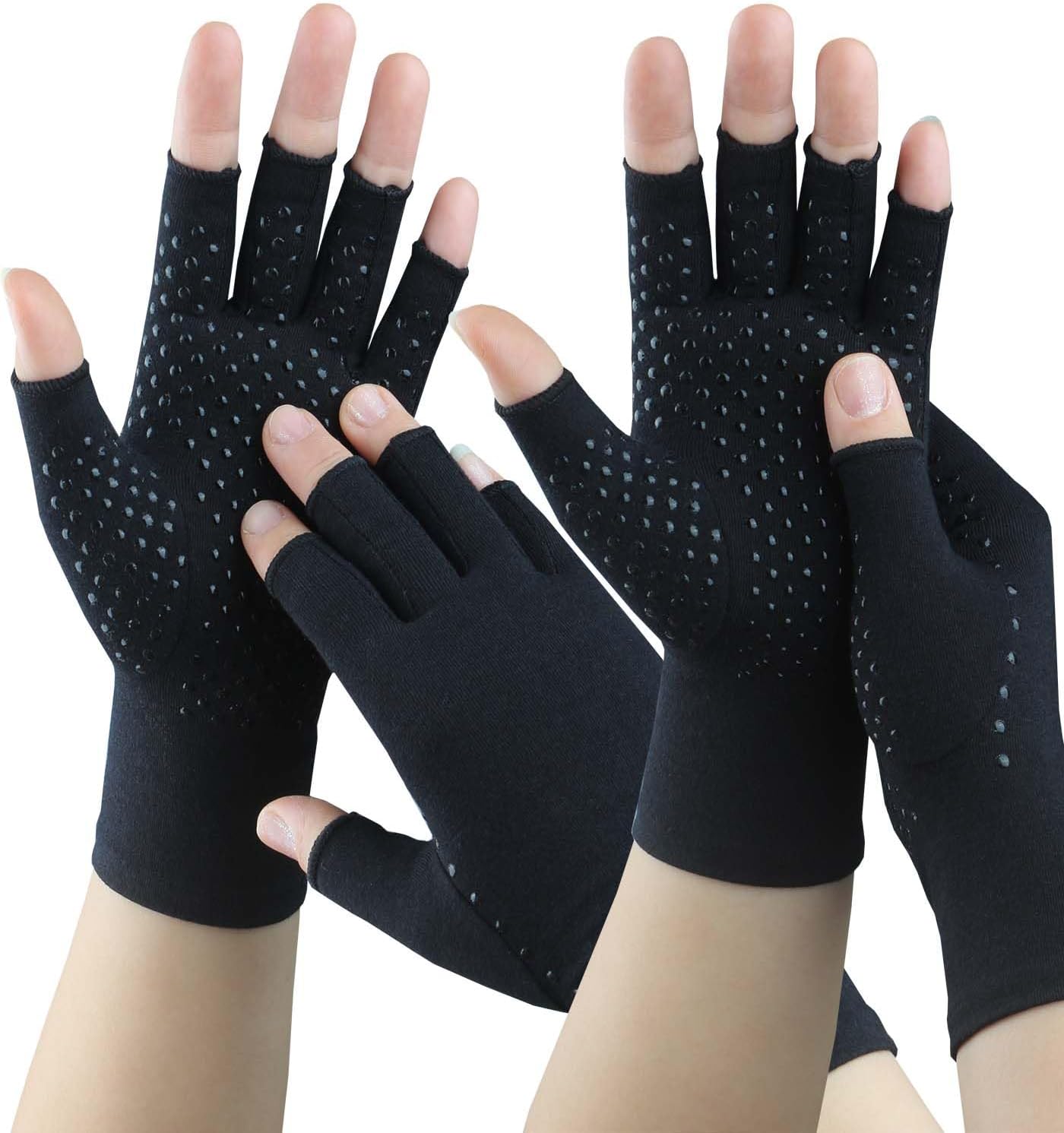Amazon.com: 2 Pairs Compression Gloves for Women Men, Fingerless ...