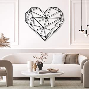 Amazon.com: Metal Wall Art-Geometric Heart, Metal Heart Wall Decor ...