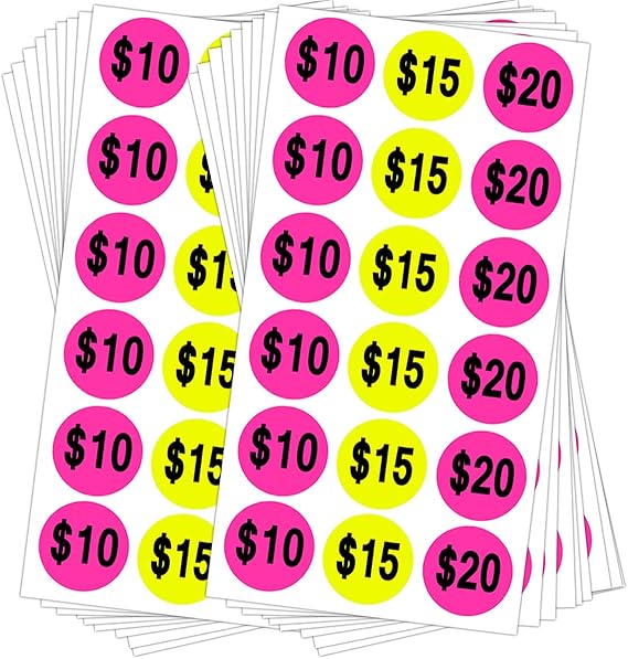 Amazon.com : Yellow Pink Price Stickers,1 Inch Fluorescent Round Circle ...