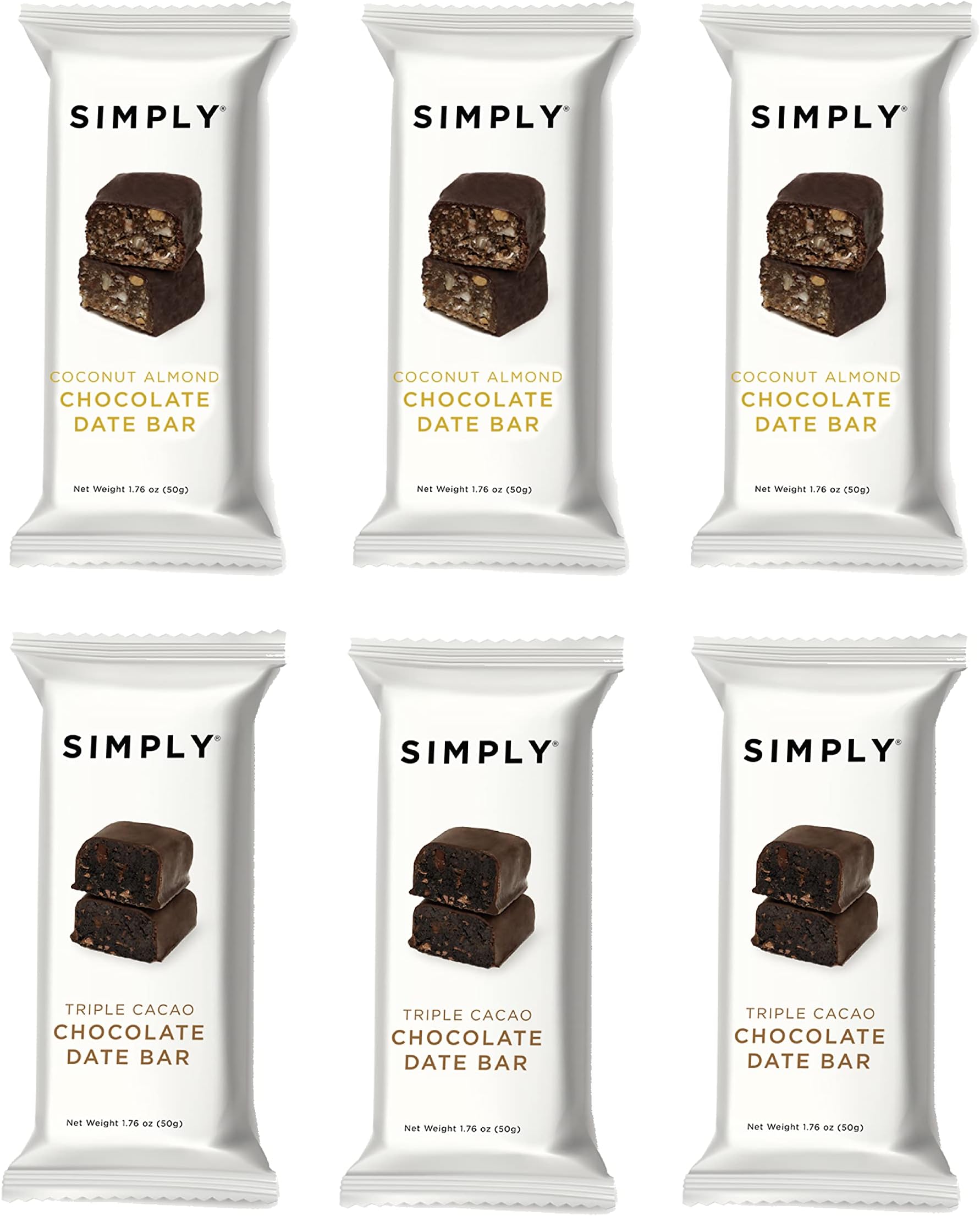 Amazon.com : Simply Gum Chocolate Date Bars | Variety Pack: Coconut ...