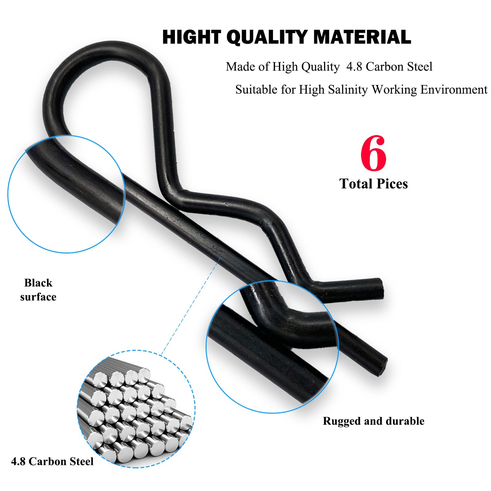 Snapklik.com : 6 Pcs Heavy Duty Hitch Pins Clip R Clips Spring ...