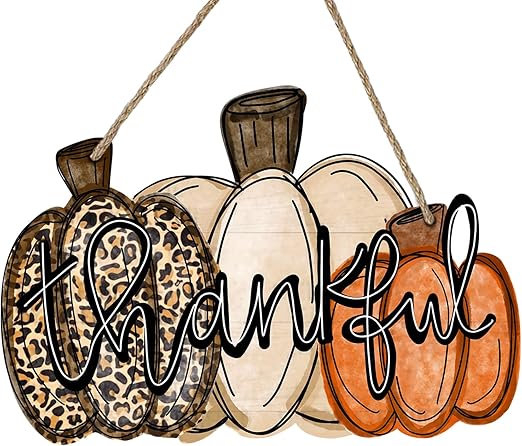 Amazon.com : Deroro Thankful Sign Fall Pumpkin Front Door Decor ...
