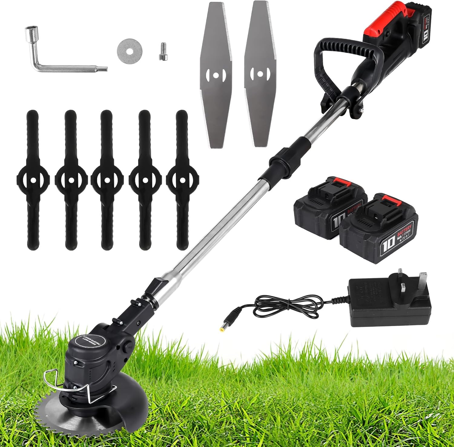 ConBlom Cordless Strimmer, 21V Grass Trimmers, Foldable Battery ...