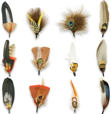 12 Pieces Hat Feathers, Small Feathers for Hats, Natural Assorted ...