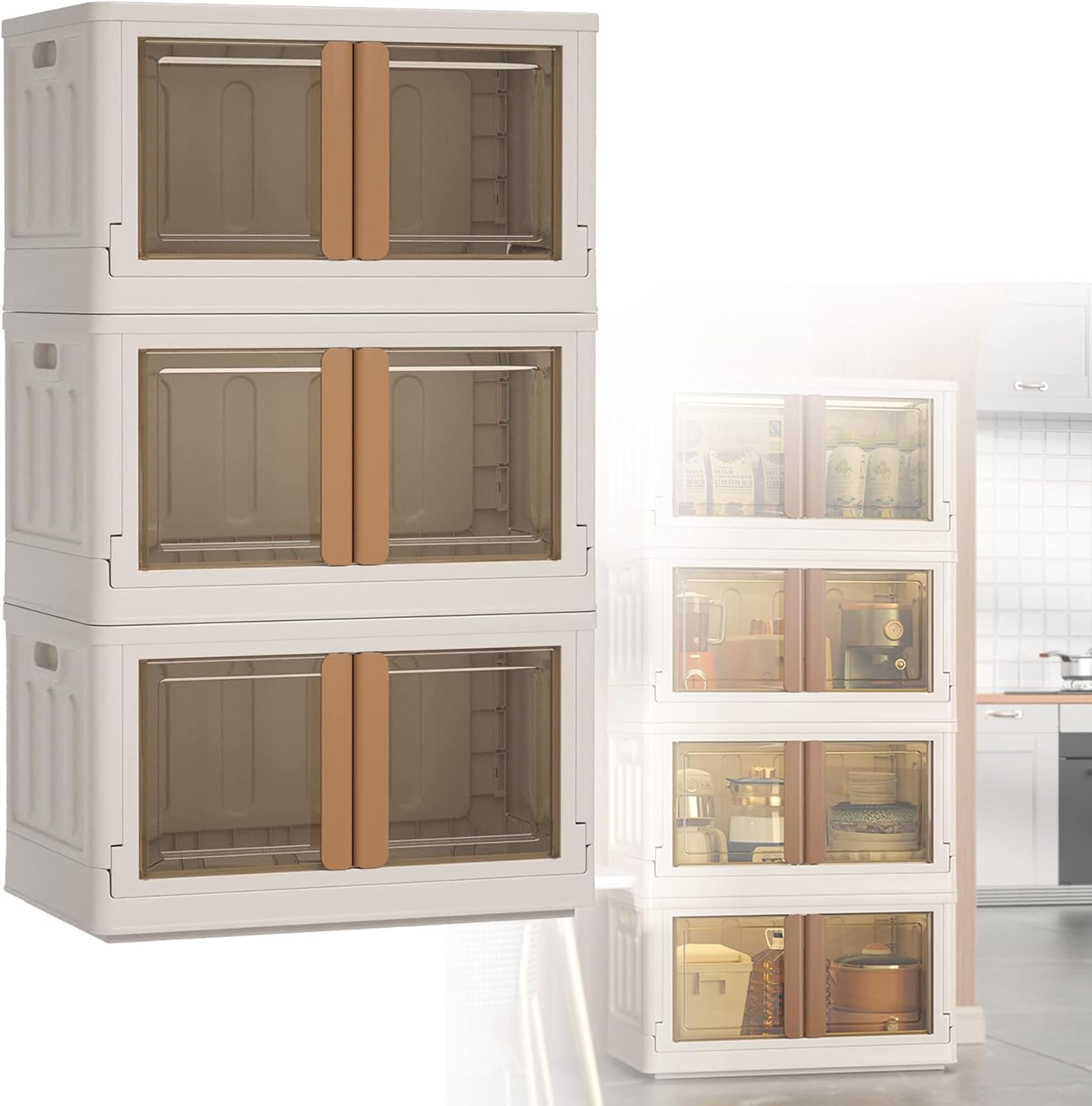 3 Pack Plastic Storage Bins with Clear Door & Lid, 72L(19Gal) Large ...