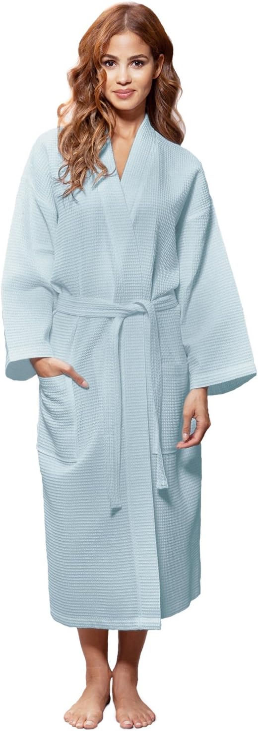 Amazon.com: BLUENILEMILLS Hotel & Spa Aqua Robe, Delicate Waffle Weave ...