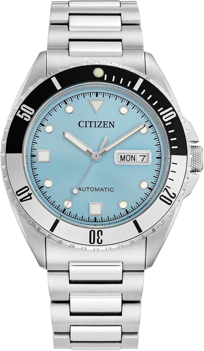 Citizen Men's Automatic Stainless Steel Watch, Light Blue Dial, Black ...