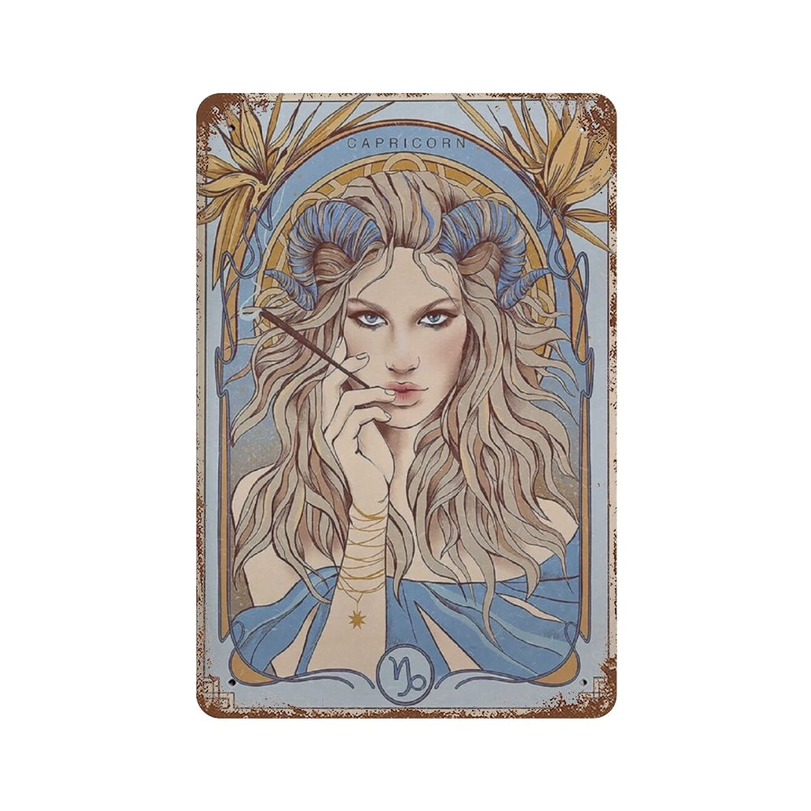 Amazon.com : Capricorn Zodiac Sign Antique Tin Sign Bar Poster Metal ...