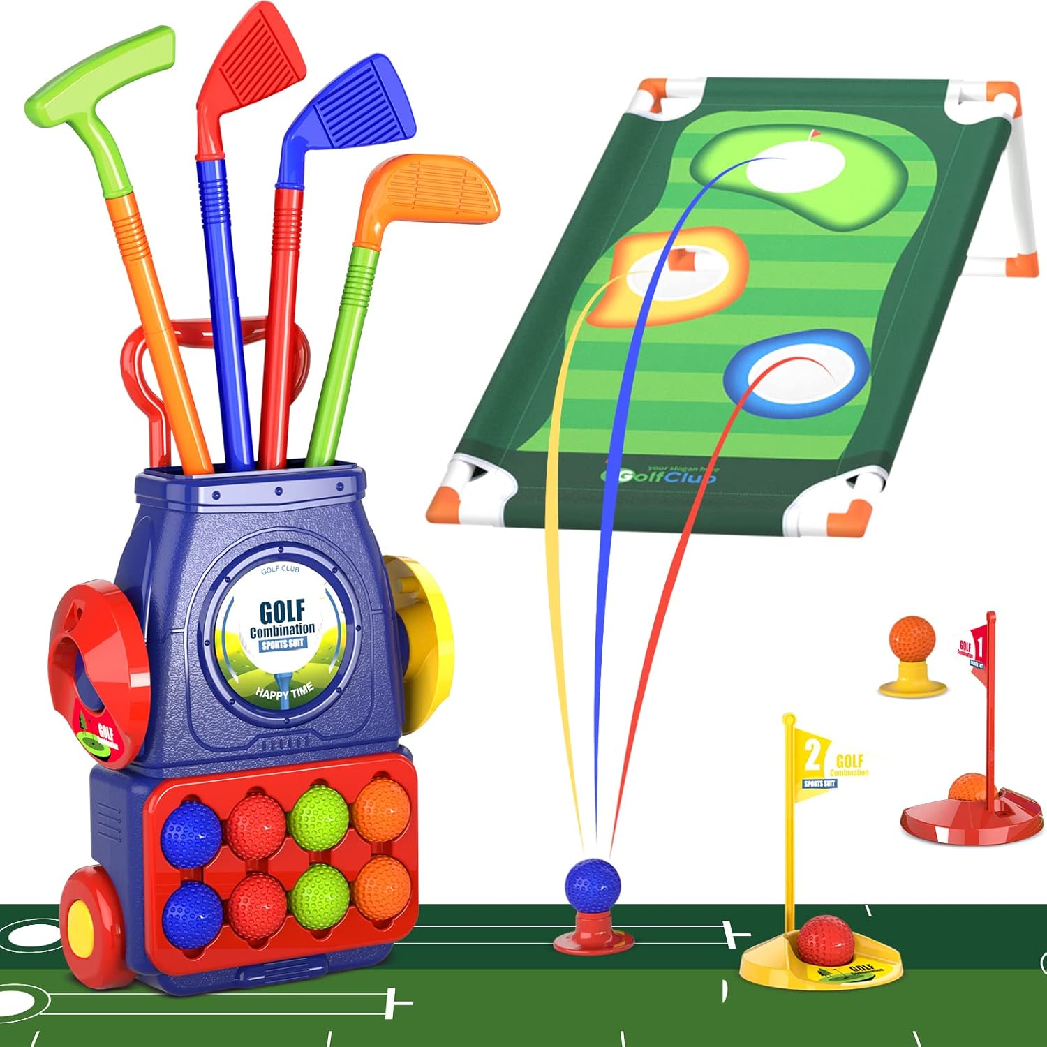 Amazon.com: QDRAGON Kids Golf Clubs, 2 in 1 Toddler Golf Set with 8 ...