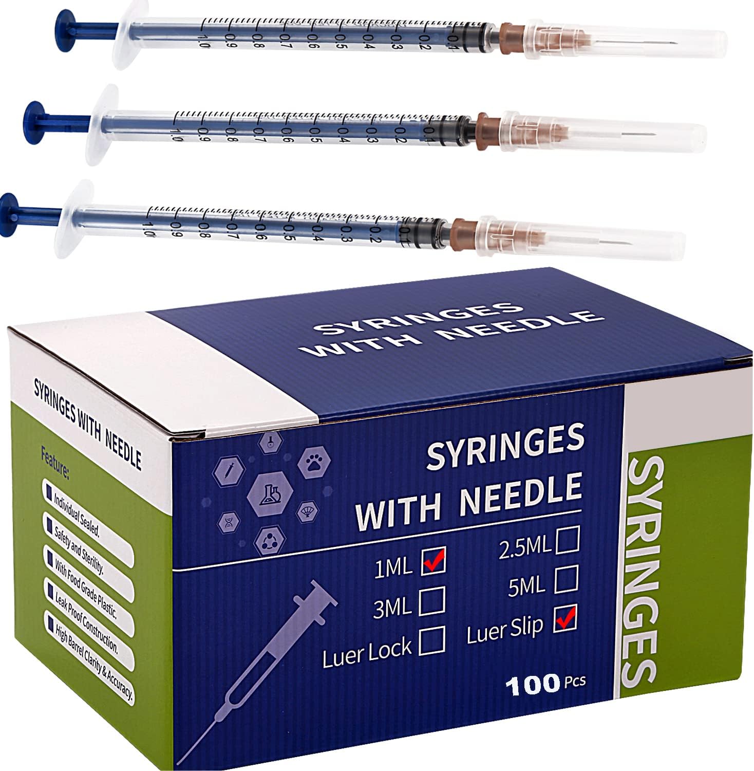 Amazon.com: Jiaxix 1ml 26 G 1/2inch Lab Supplies 100Pack Individually ...