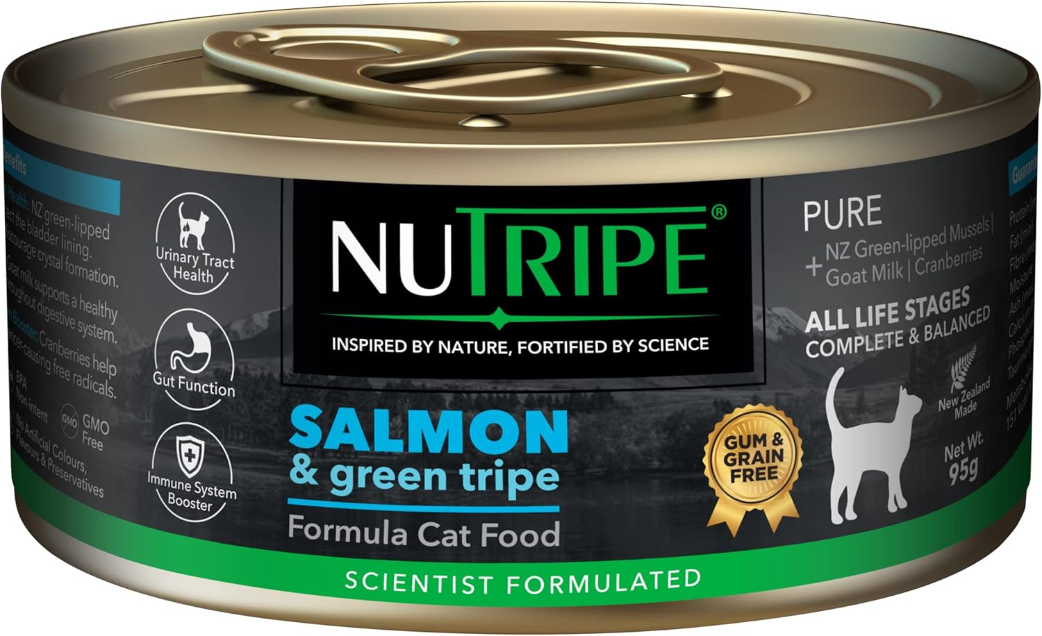 Amazon.co.jp: ニュートライプ PURE CAT サーモン&グリーントライプ 猫缶 95g 24個セット NUT3724-24 : ペット用品