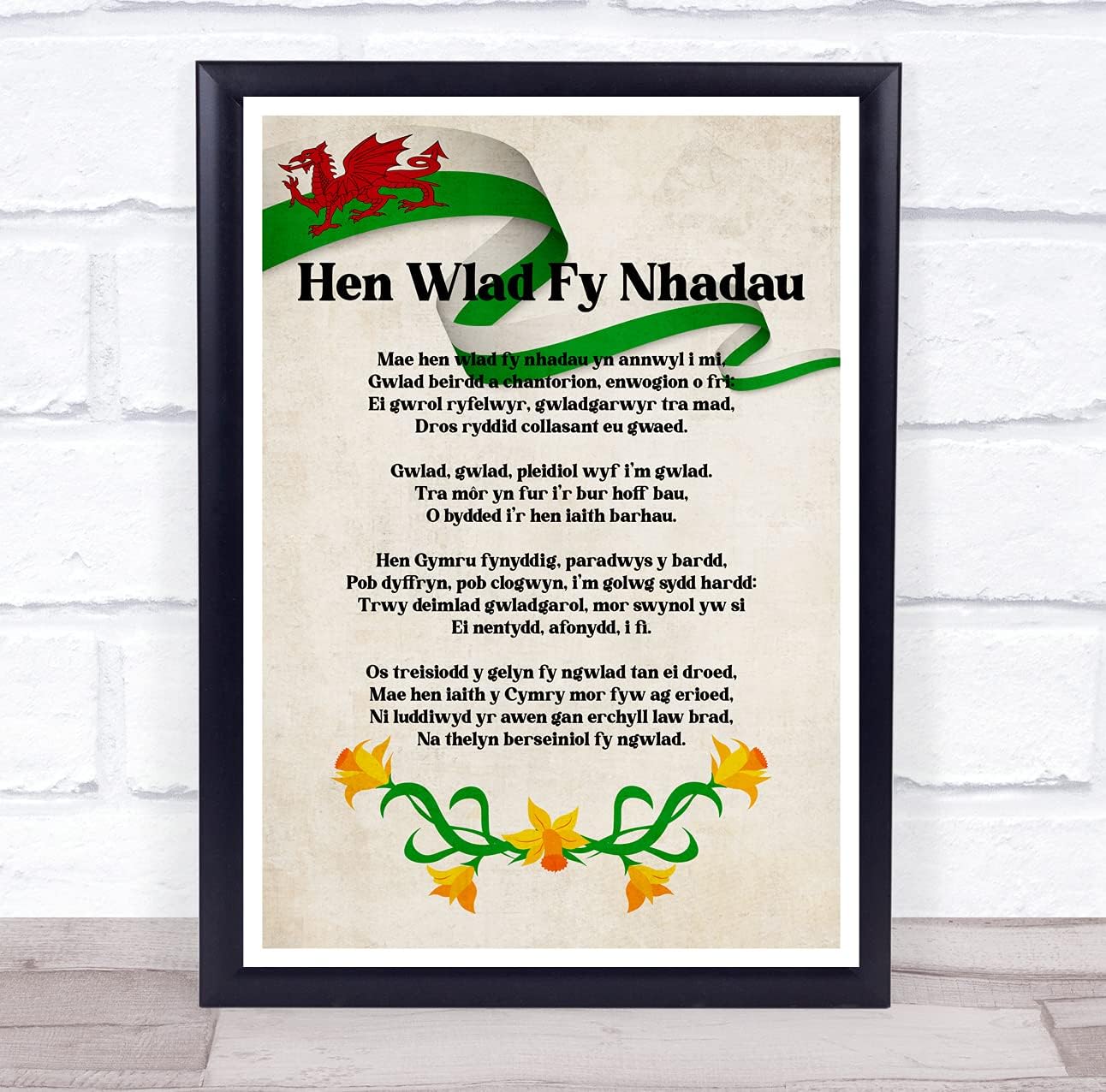 Amazon.com : National Anthem Hen Wlad Fly Nhadau Vintage Welsh Flag ...