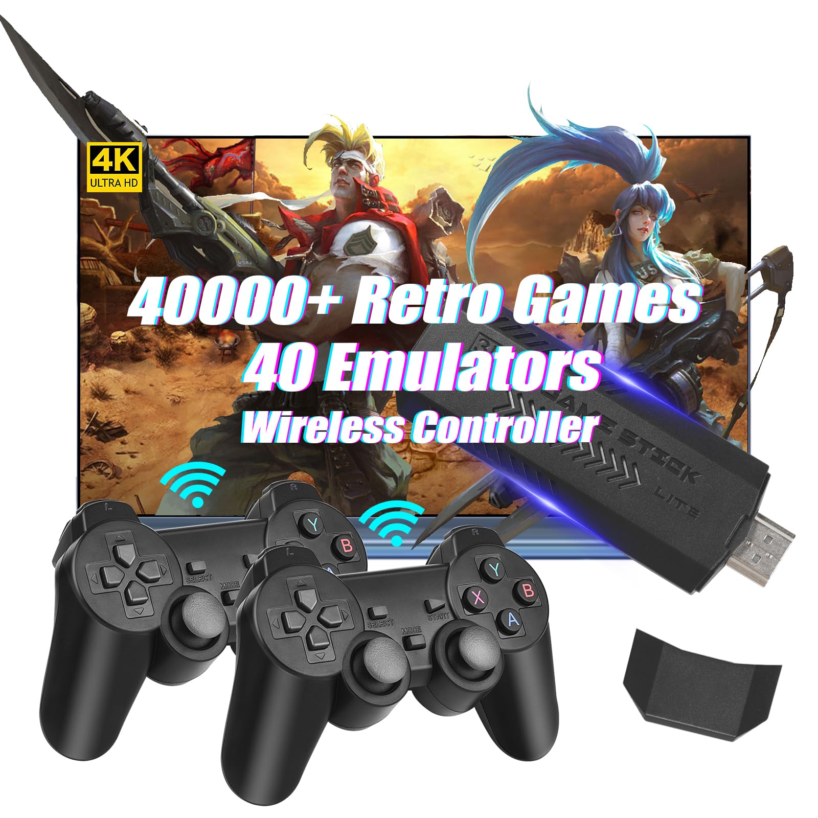 Wireless Retro Game Console, 64G Game Stick Built in 30,000 Games, 40 ...