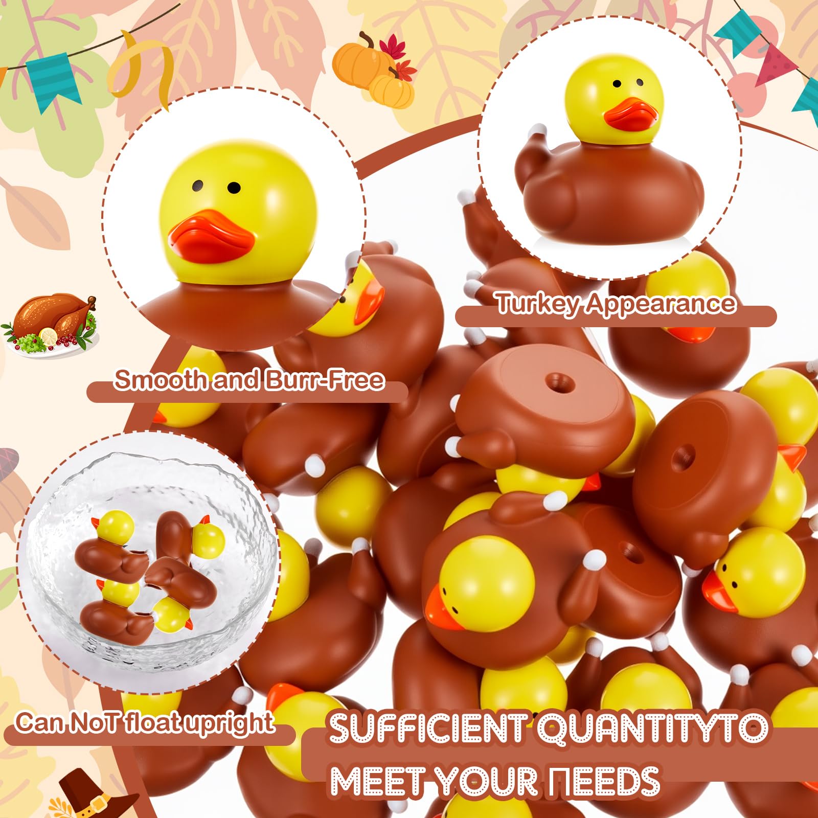 Snapklik.com : DEEKIN 50 Pcs Turkey Rubber Ducks 2 Inch For ...
