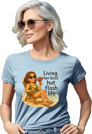Amazon.com: Living Her Best Hot Flash Life Tee, Grandma Funny Shirt ...