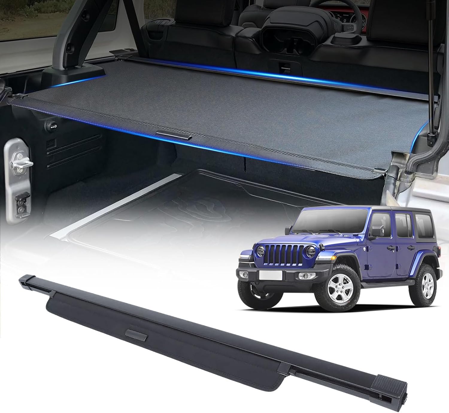 Retractable Cargo Cover for Jeep Wrangler JL JLU 4Door Hard TOP 2018 ...