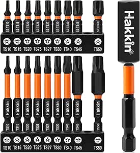 5 Point Torx Screwdriver Bit Set Hakkin 19Pcs Magnetic Torx Security Bit 1/4” Hex Shank torx ...