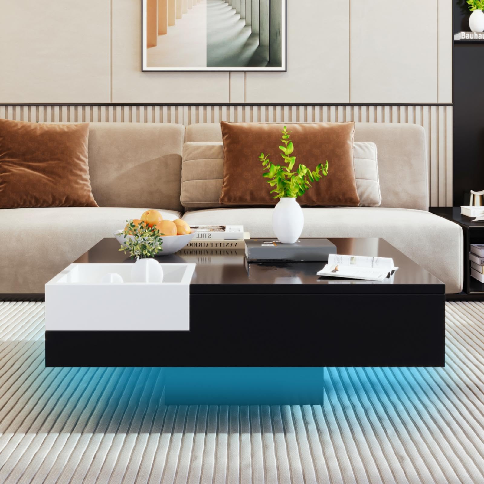 Led Block Tables Living Room Blisswood Led Coffee Table With 2 Drawer