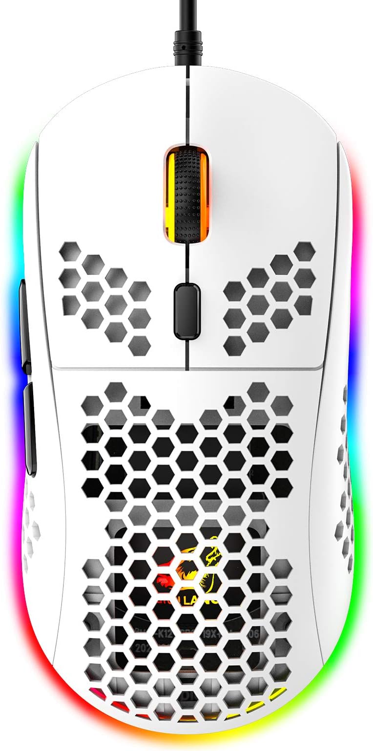 RGB Honeycomb Lightweight Gaming Mouse, 6 Programmable Buttons, 6 RGB ...