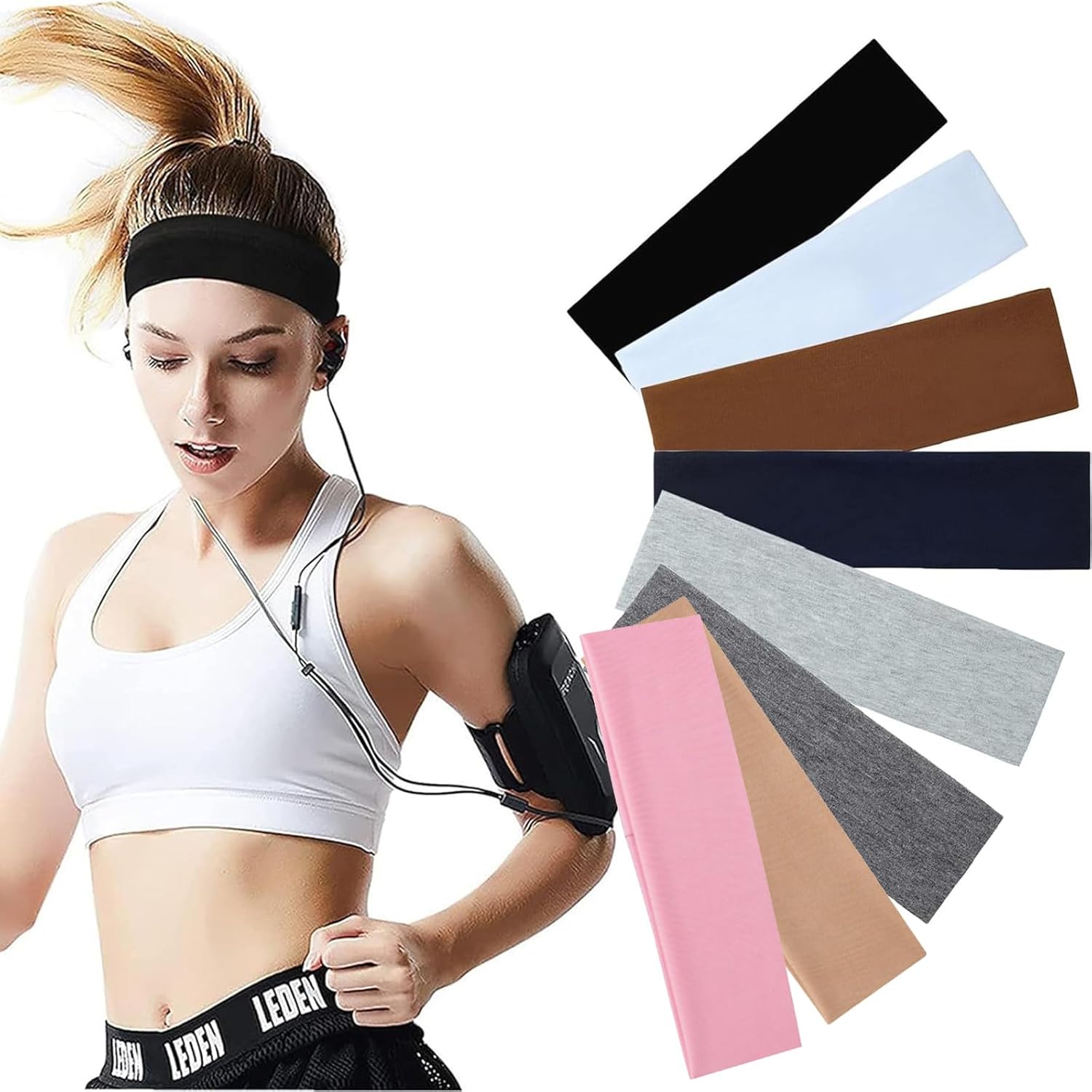 8 PCS Women's Headband Non-Slip Elastic Sweat Absorption Headband ...