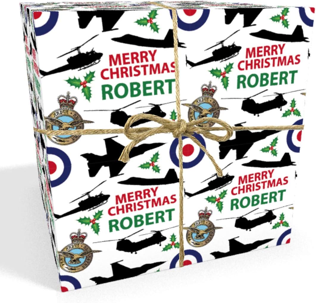 RAF Themed Military Personalised Christmas Wrapping Paper with 2 ...