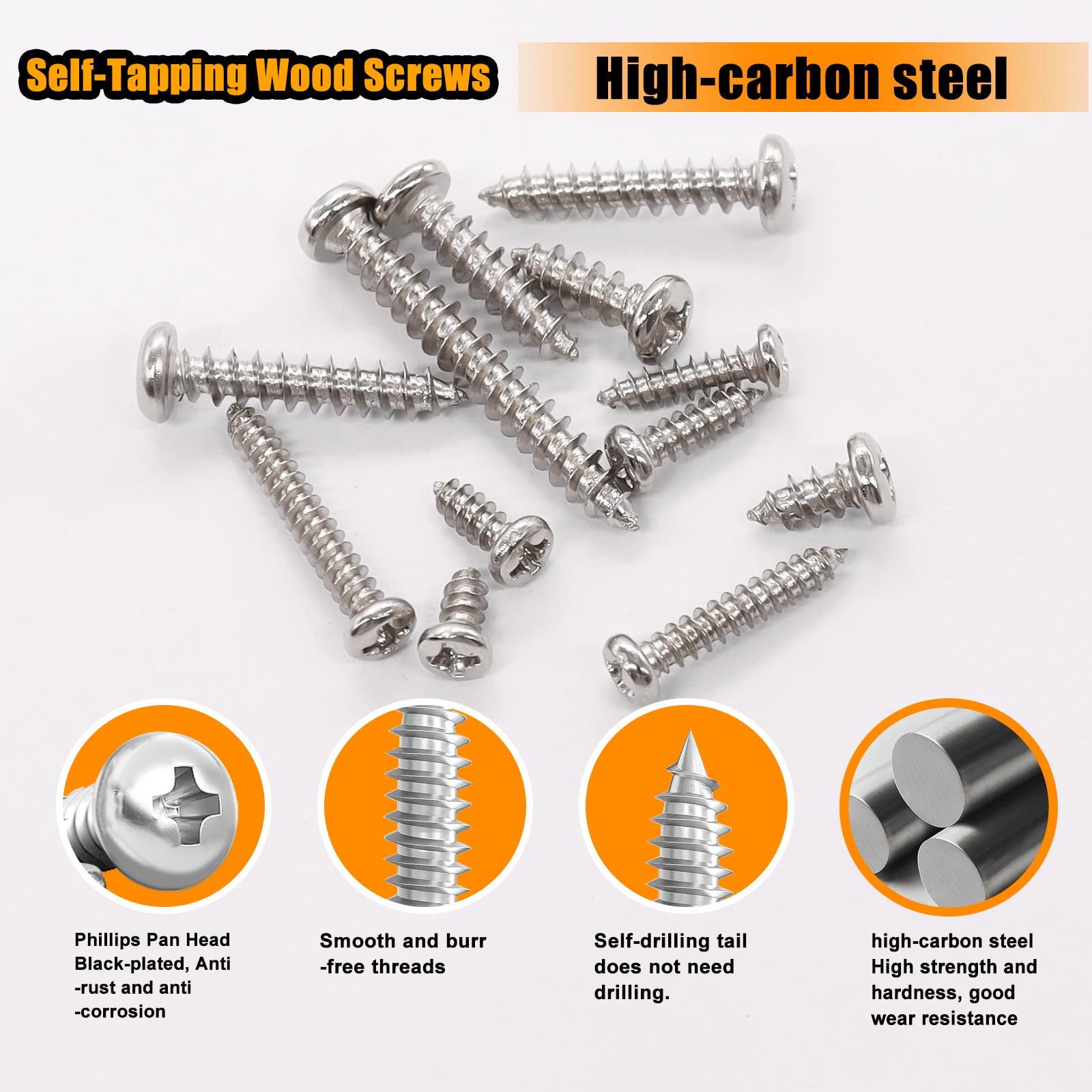 Snapklik.com : Weideer 1095pcs Self Tapping Screws For Metal, #8#10 M2 ...