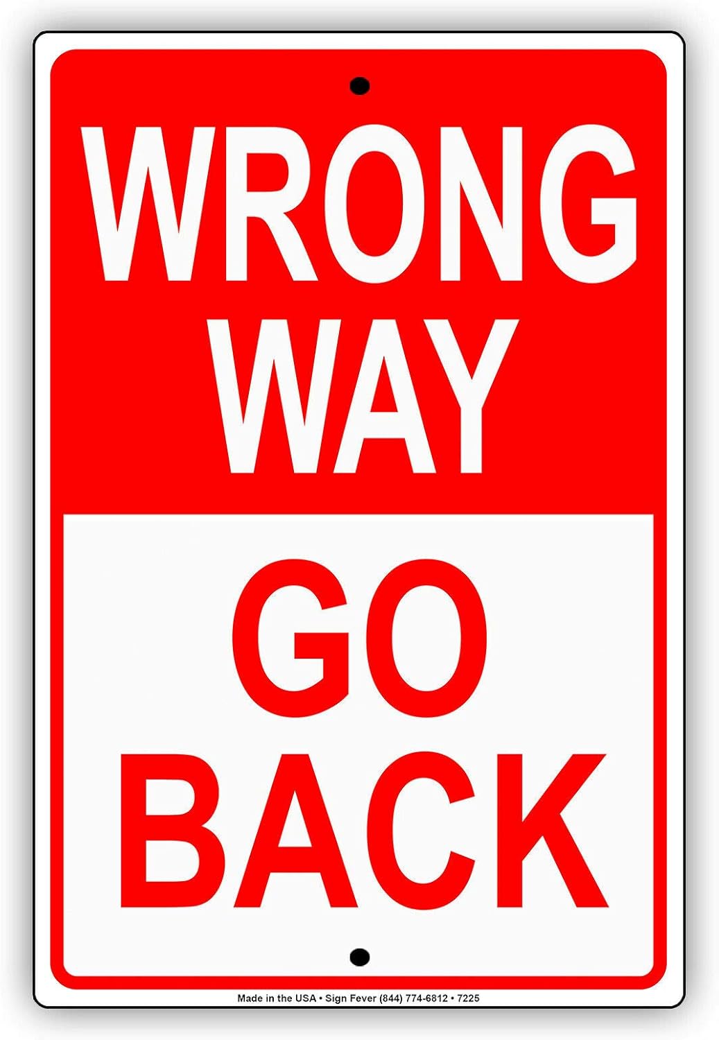 Amazon.com: ZMKDLL Wrong Way Go Back Street Road Safety Warning Tin ...