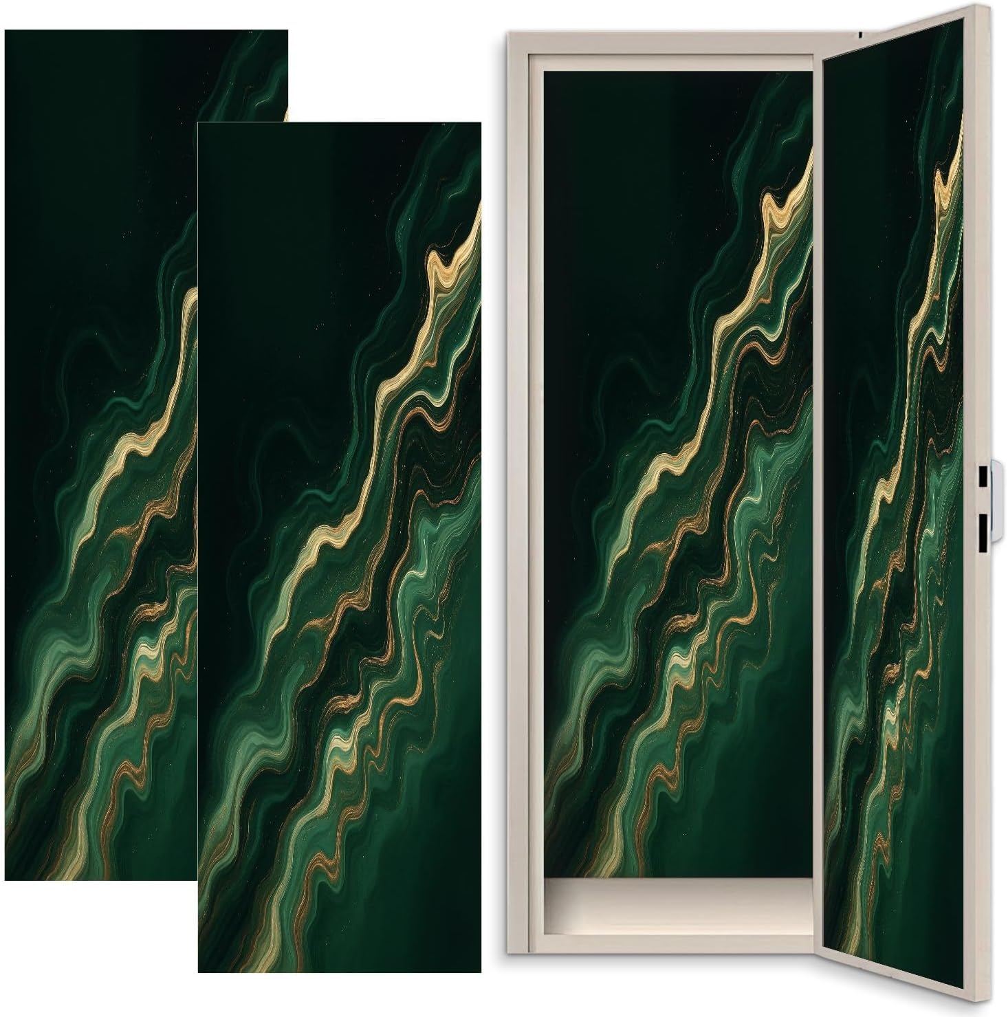 2 Pcs School Locker Magnetic Wallpaper 12" x 36" Luxury Green Marble ...