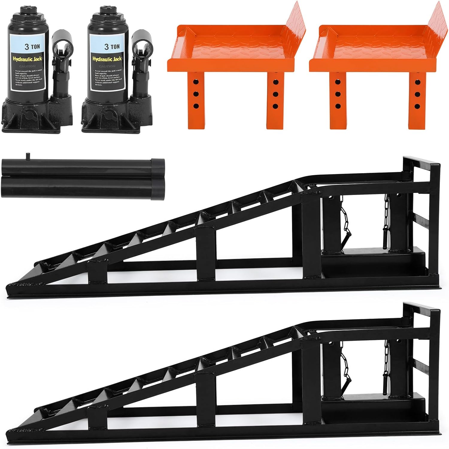 Amazon.com: 5 Ton Hydraulic Car Ramps, 2 Pack Heavy Duty Adjustable ...