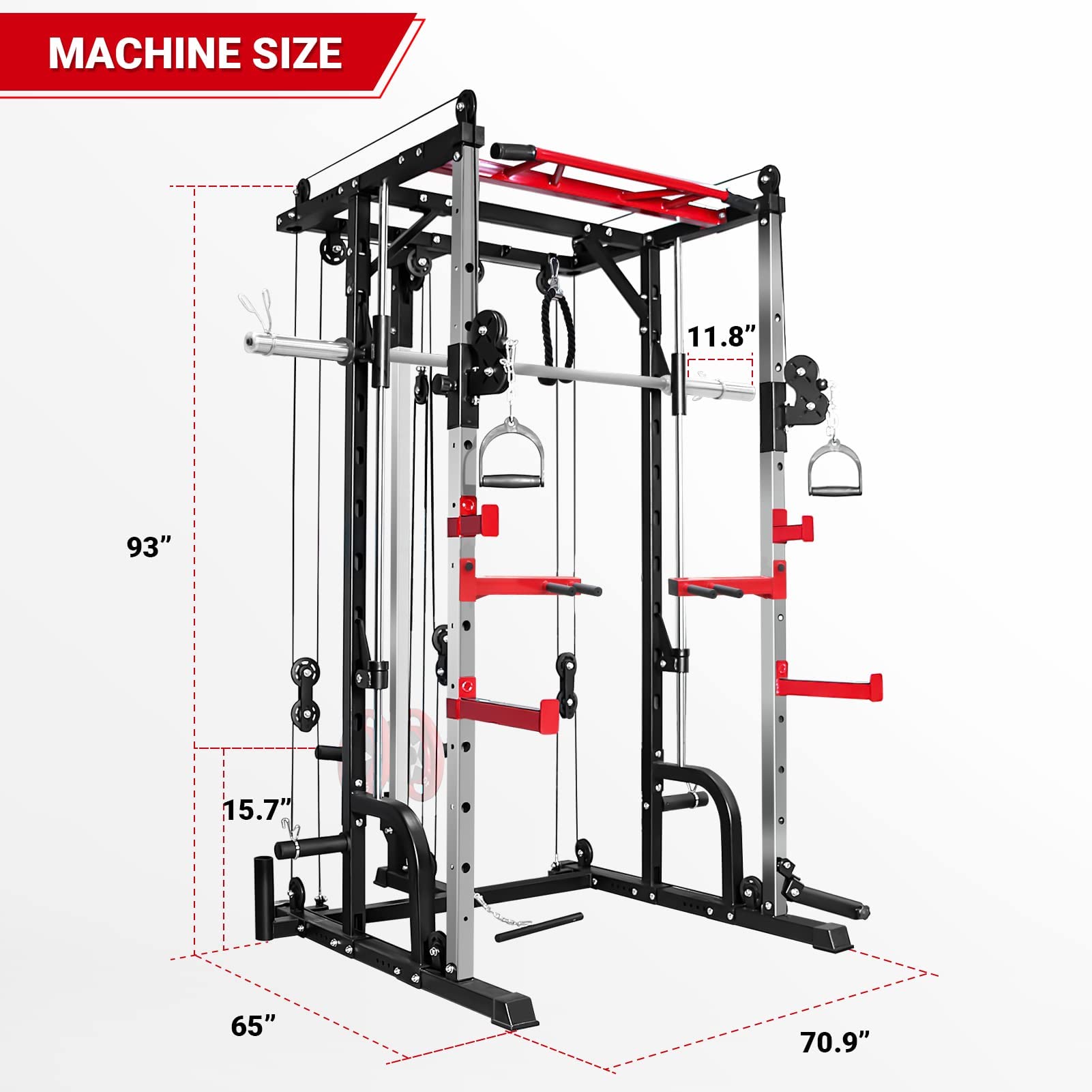 Buy Mikolo Smith Machine with Cable Crossover, 1600 lbs Power Rack Cage ...