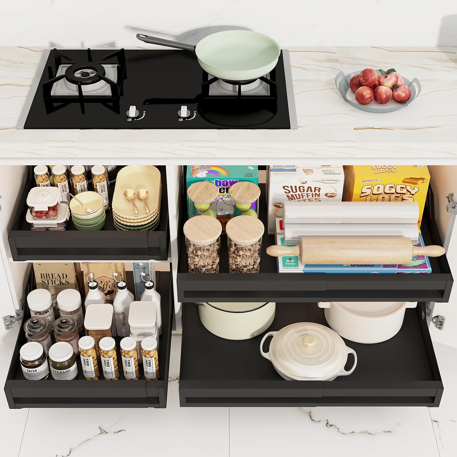 Mointal Pack of 2 Expandable Extendable Cupboard Organiser, Telescopic ...