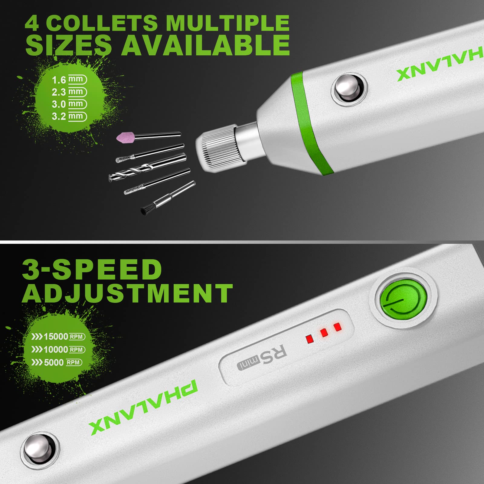 Snapklik.com : PHALANX Cordless Rotary Tool 3.7V Square Power Rotary Tool
