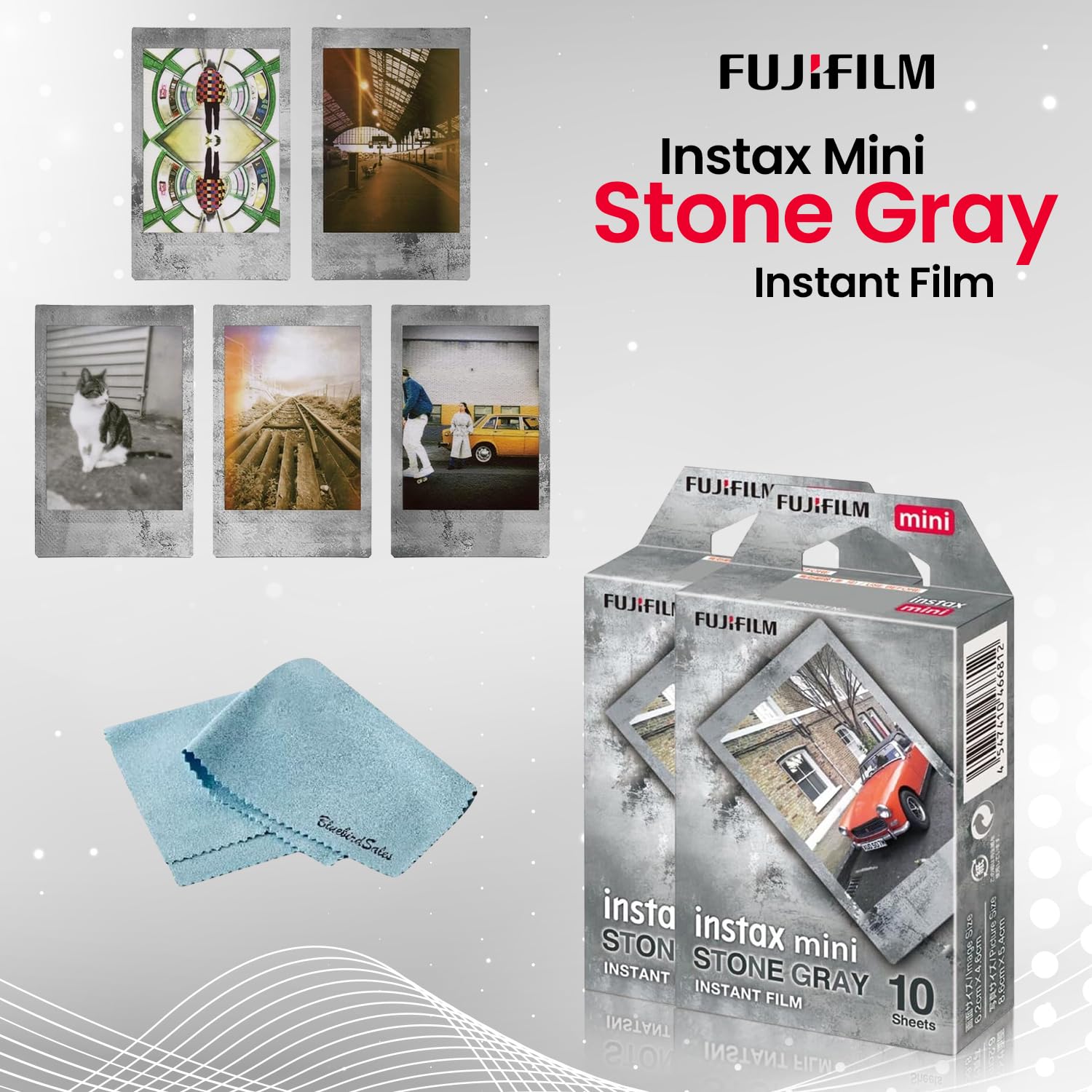Snapklik.com : FUJIFILM Instant Mini Stone Gray Film Bundle 30 Shot