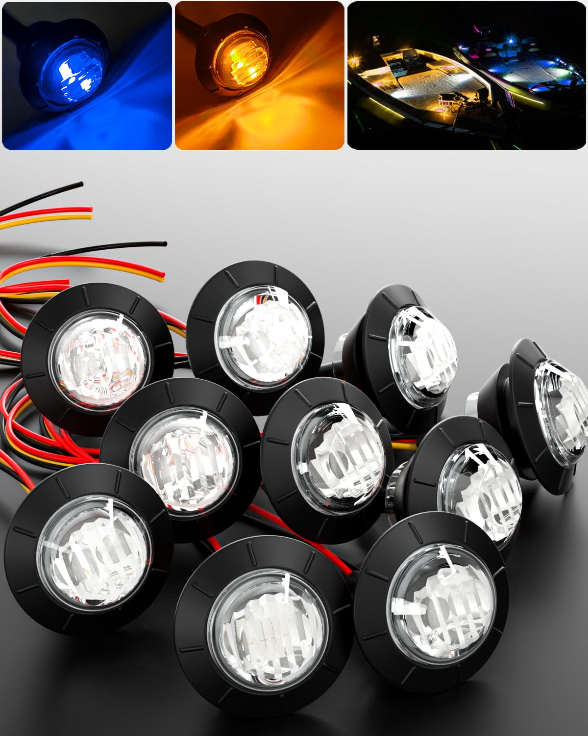 Snapklik.com : BJZ Marine Boat LED Lights Waterproof Amber To Blue Dual ...