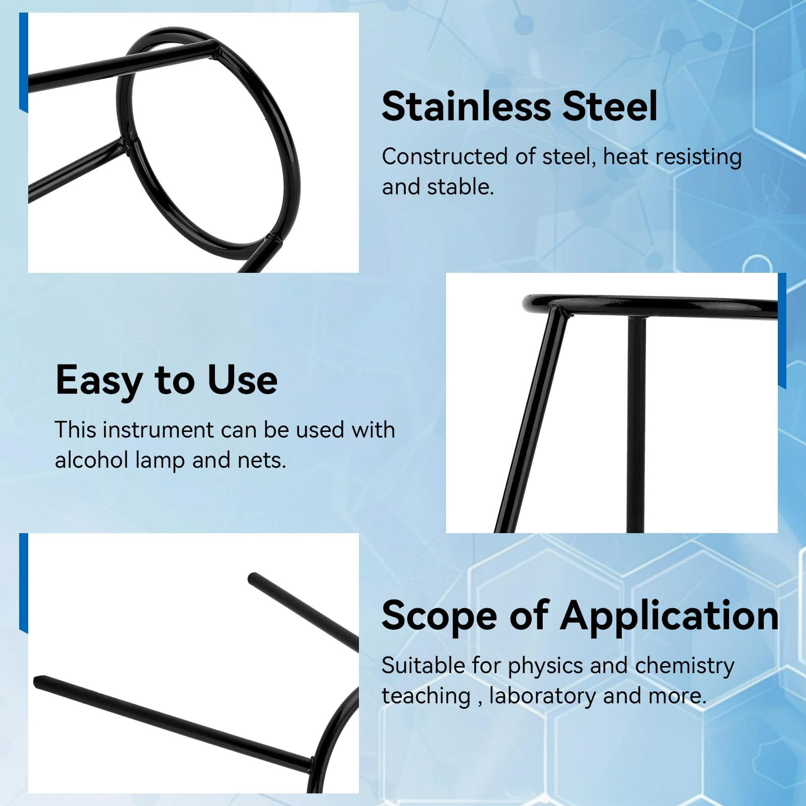 Wire Gauze Chemistry Lab Tripod Stand - Stainless Steel Bunsen Burner ...